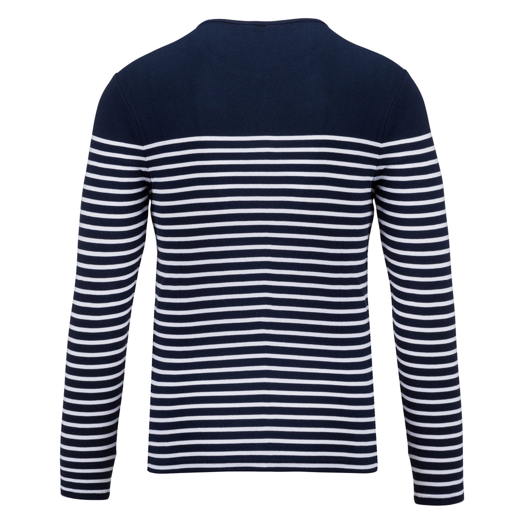 Men's long-sleeved striped T-shirt with shoulder detail - Breton ...